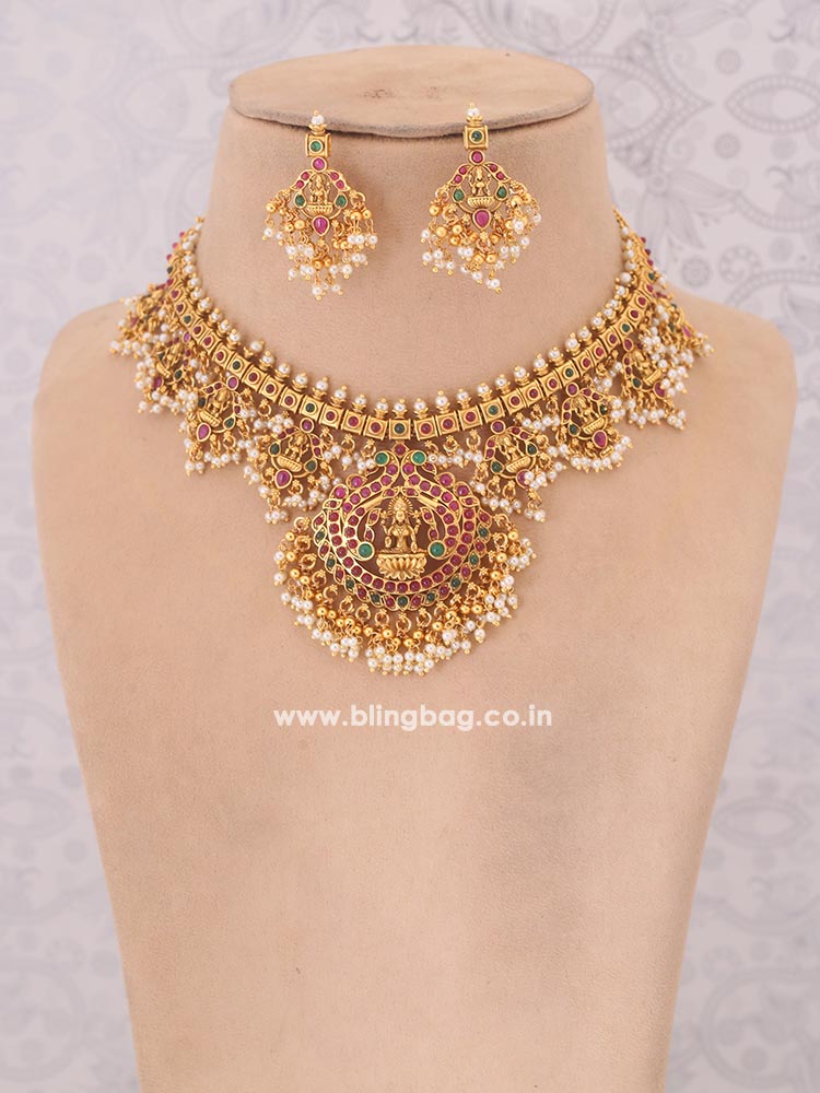Multicolor Vedavati Temple Jewellery Set – Bling Bag