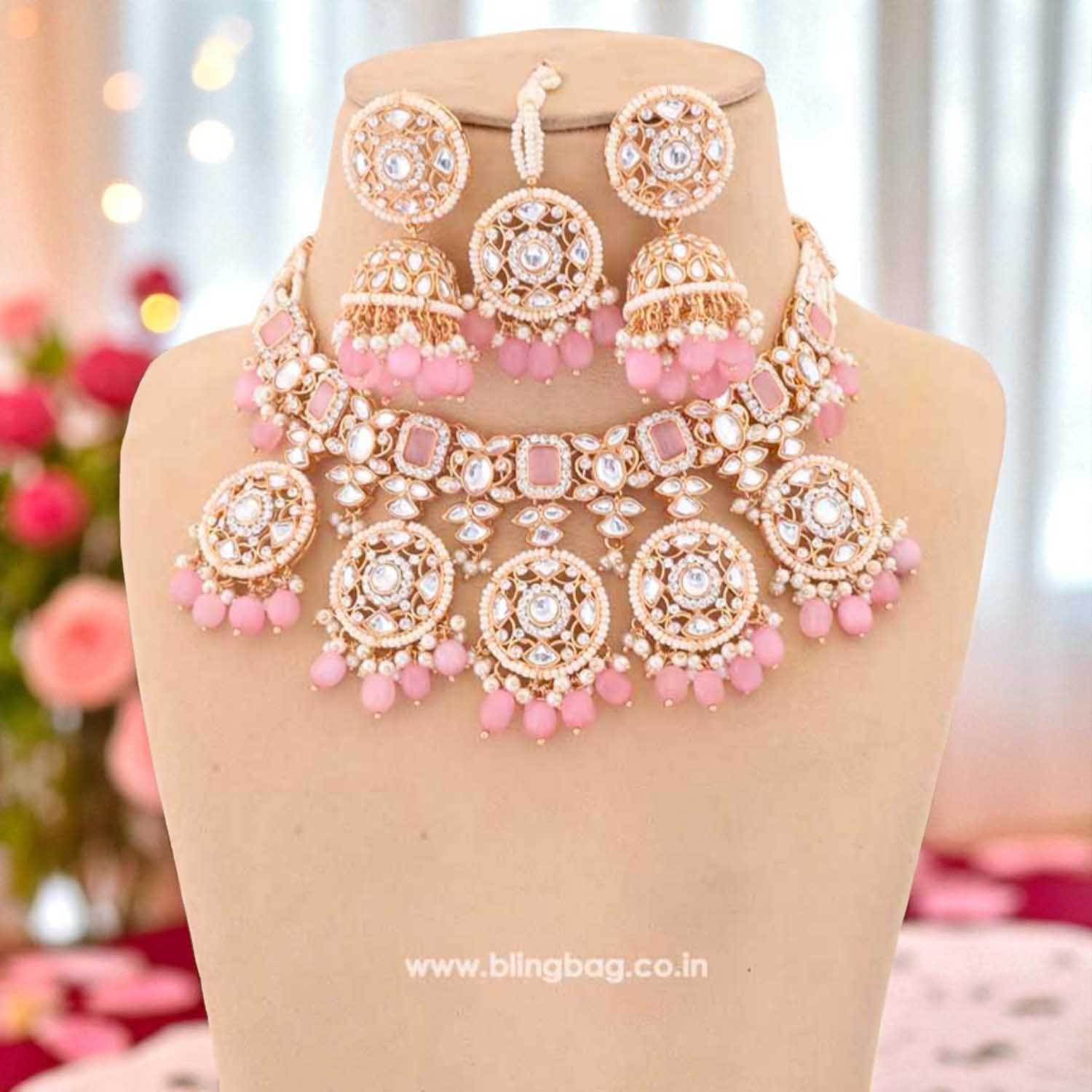 Blush Abhra Kundan Jewellery Set - EOSS – Bling Bag