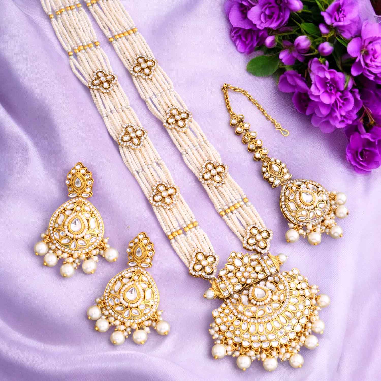 Ivory Mansi Kundan Jewellery Set – Bling Bag