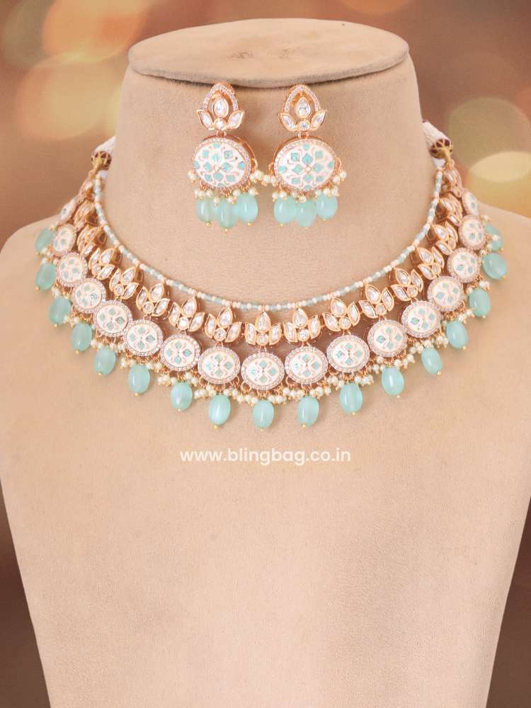 Mint Shatakshi Meena Jewellery Set – Bling Bag